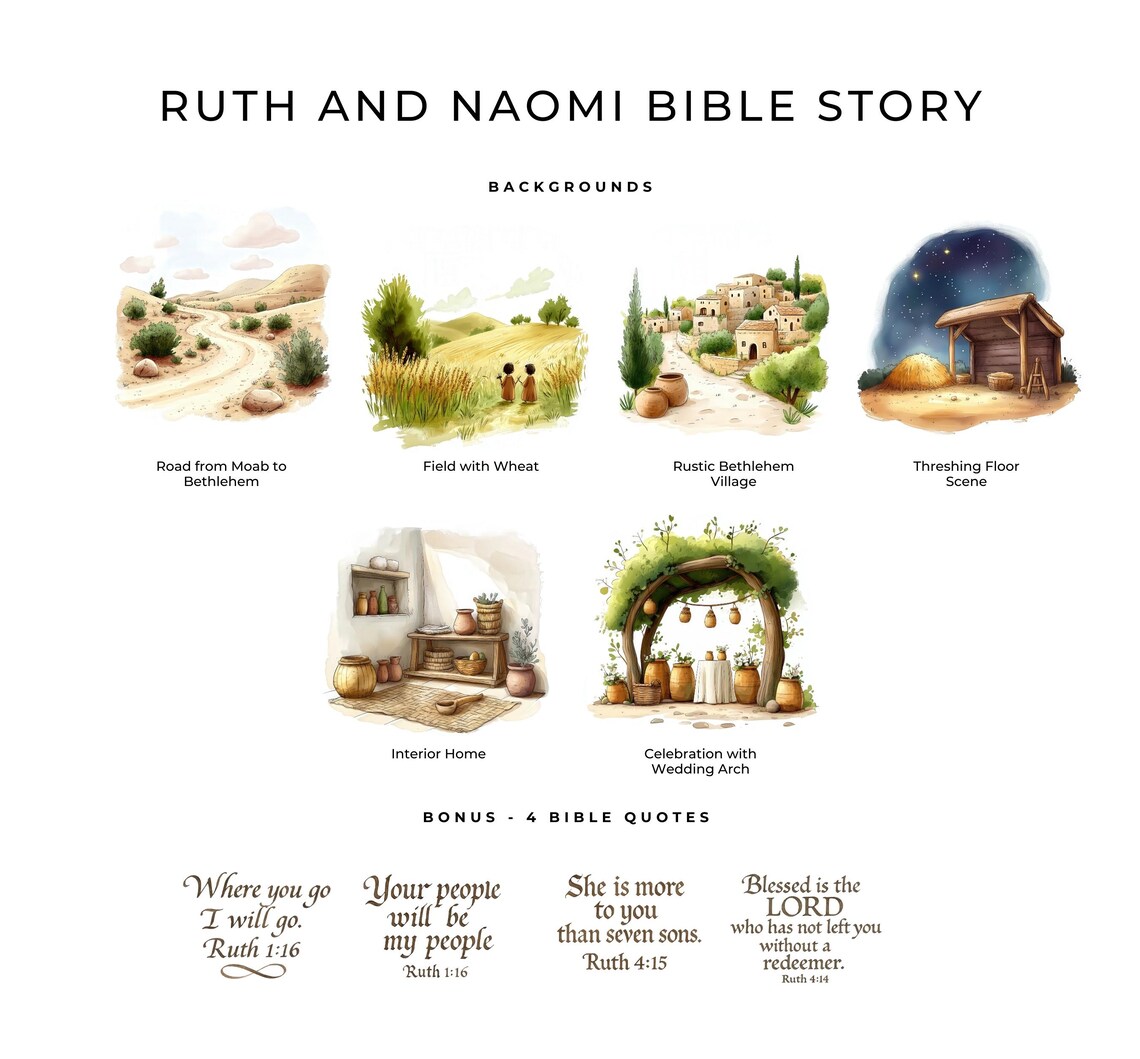 Ruth and Naomi Bible Story Clipart, Boaz, Old Testament, Women of the ...