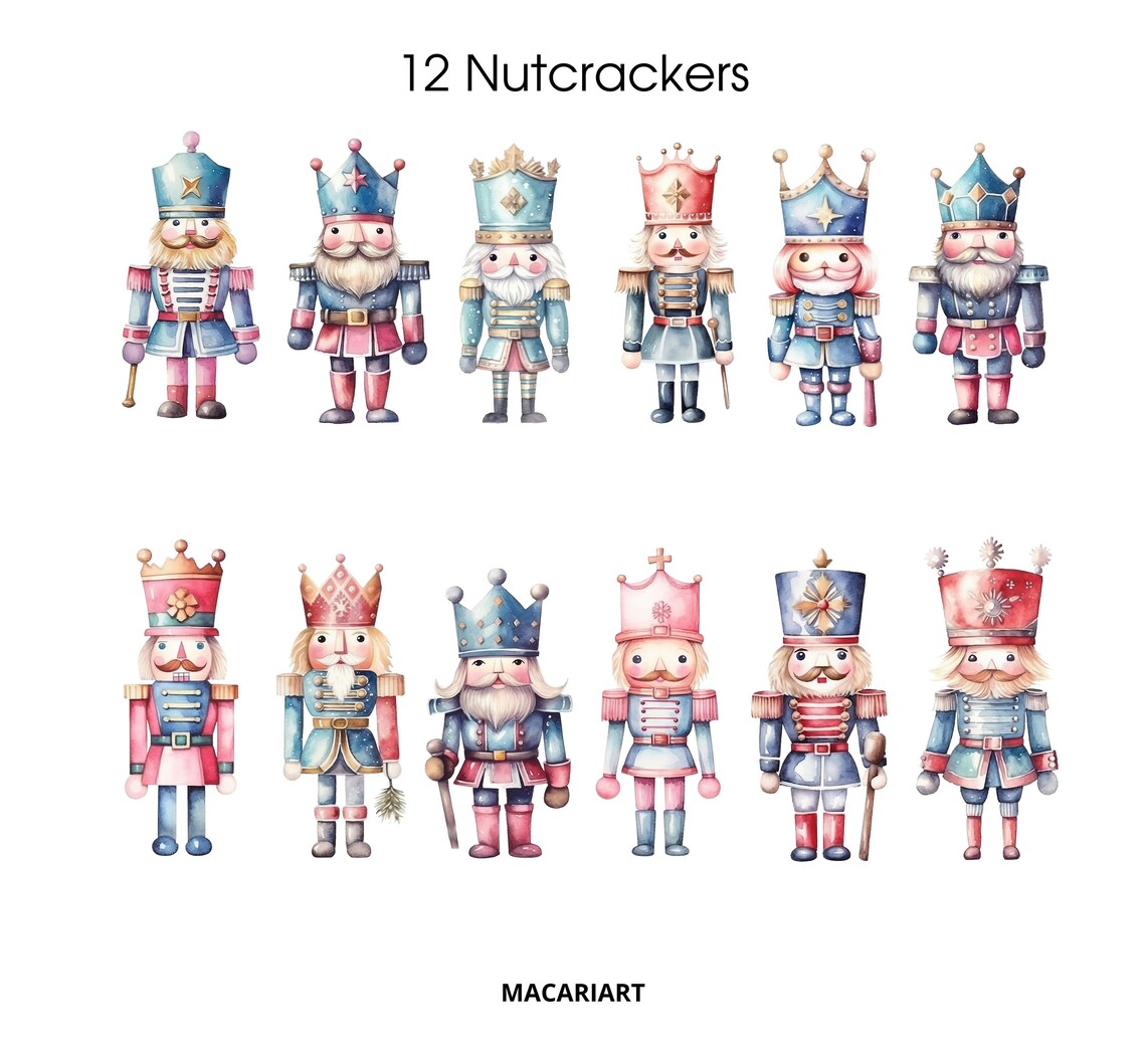 Christmas Nutcracker Clipart Pack Watercolor Christmas Clipart - Etsy