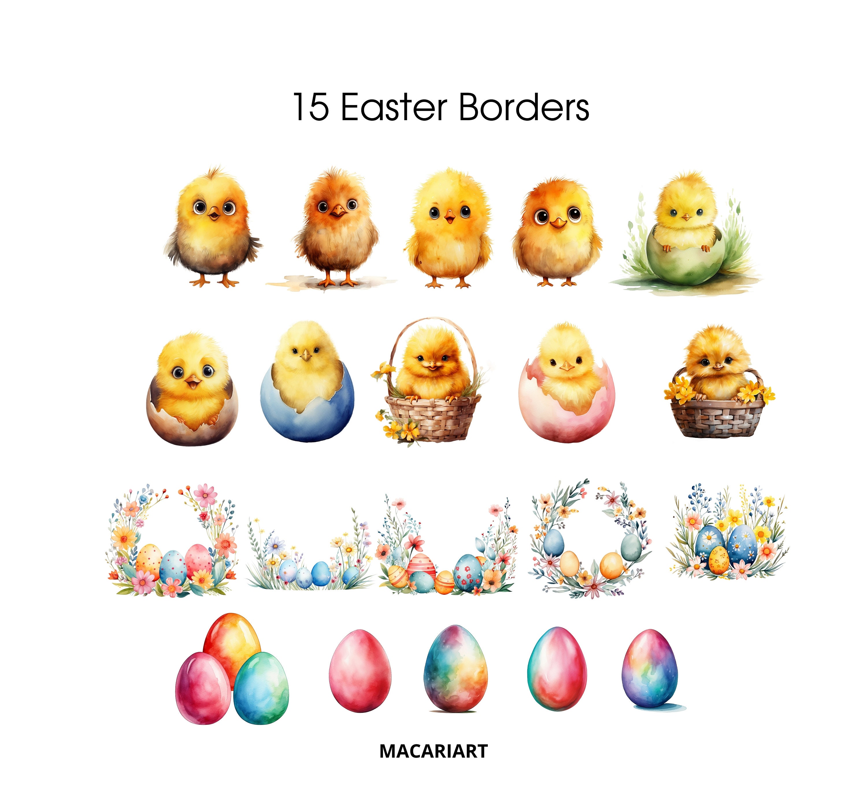 Easter Chick Clipart Cute Baby Chickens Easter Basket Clipart Easter ...