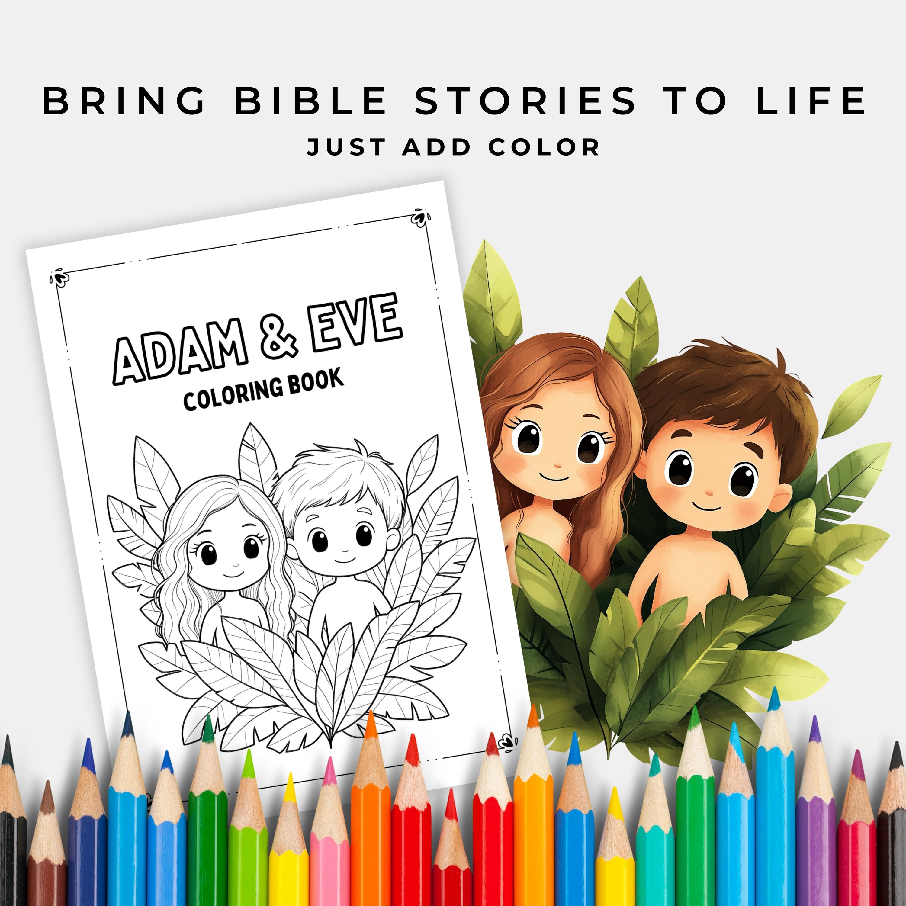 Adam and Eve Coloring Book, Bible Coloring Pages, Adam and Eve Bible ...