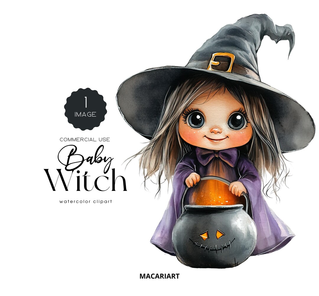 Cute Witch Clipart Watercolor Halloween Clip Art Mystical Witches Png ...
