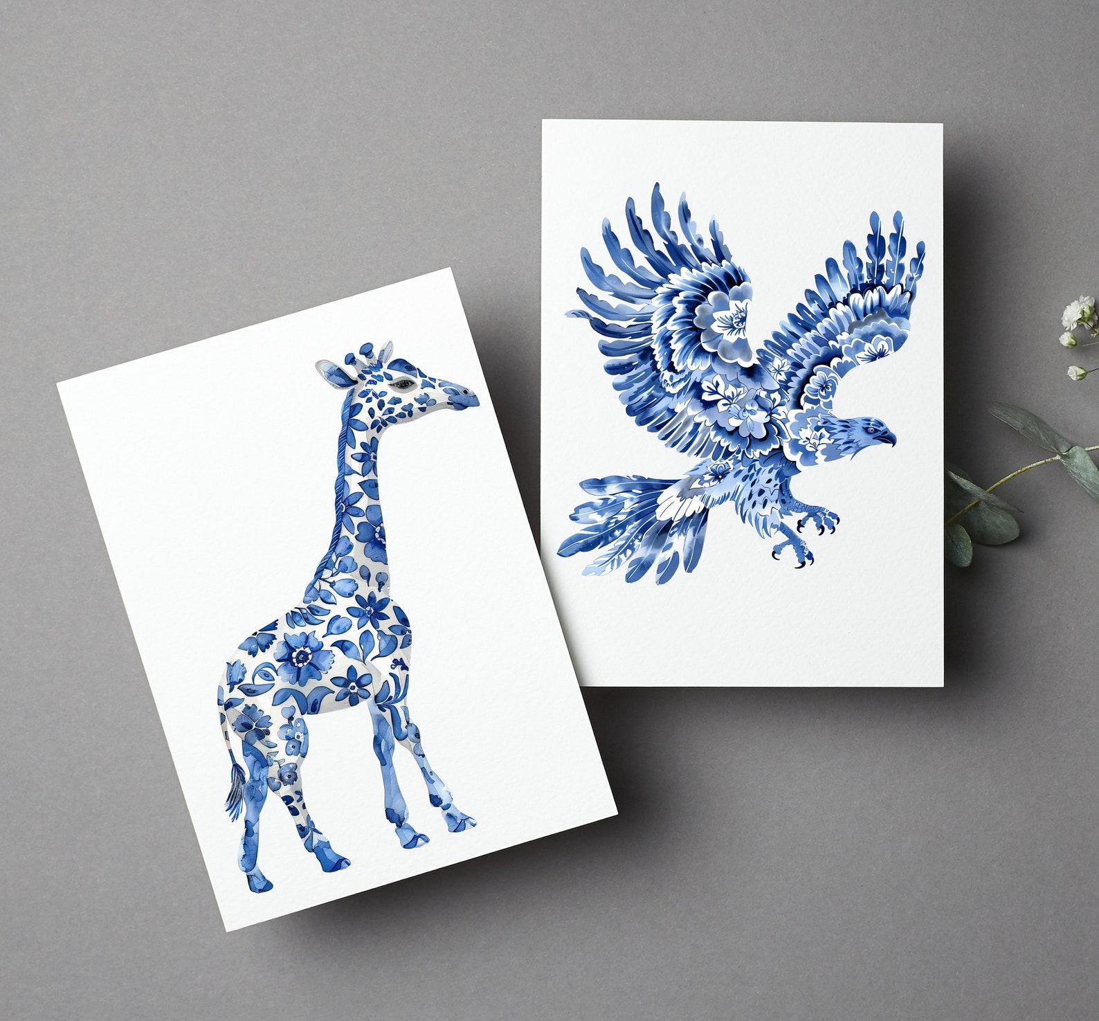 Toile Blue Giraffe Clipart Watercolor Chinoiserie Toile De Jouy Jungle ...