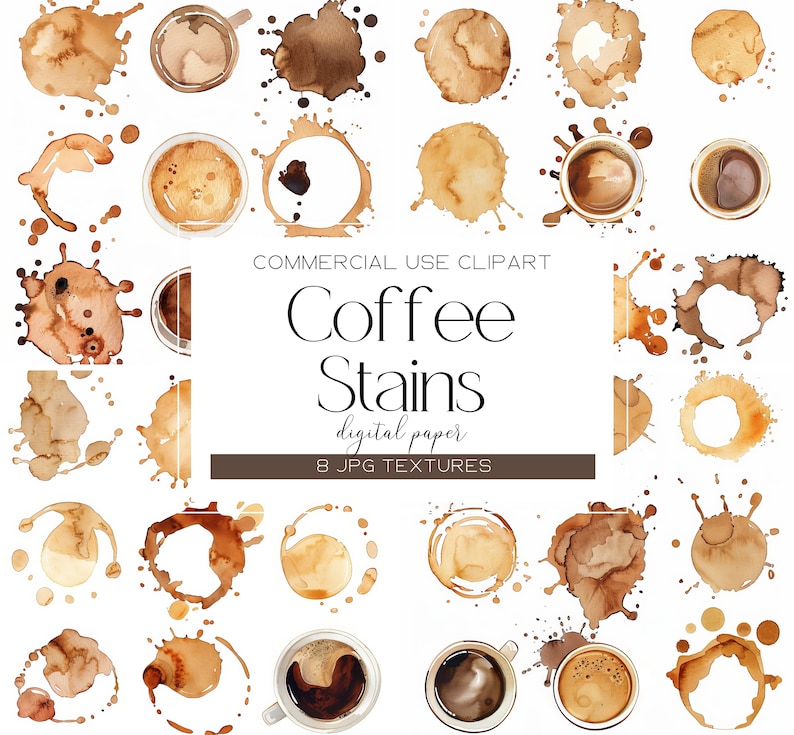 Coffee Stained Digital Paper Coffee Pattern JPEG Printable Scrapbook ...
