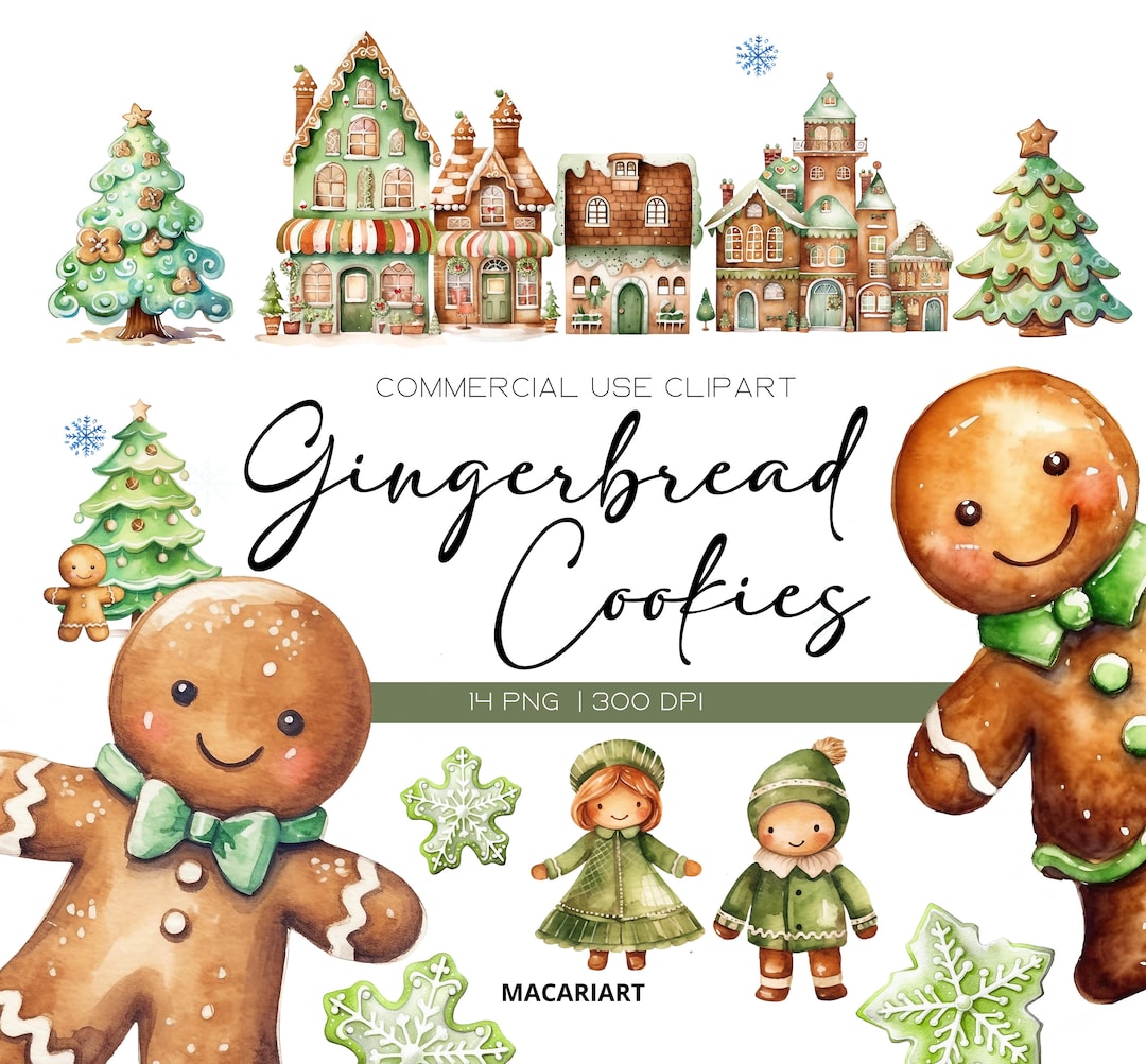 Cute Gingerbread Clipart Watercolor Gingerbread House Clipart Christmas ...