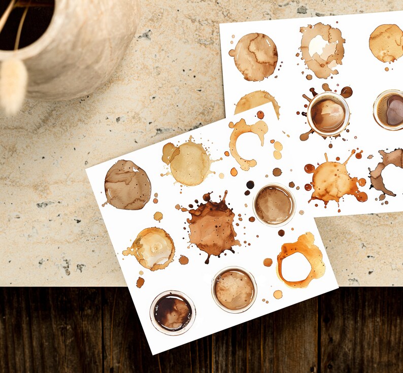 Coffee Stained Digital Paper Coffee Pattern JPEG Printable Scrapbook ...