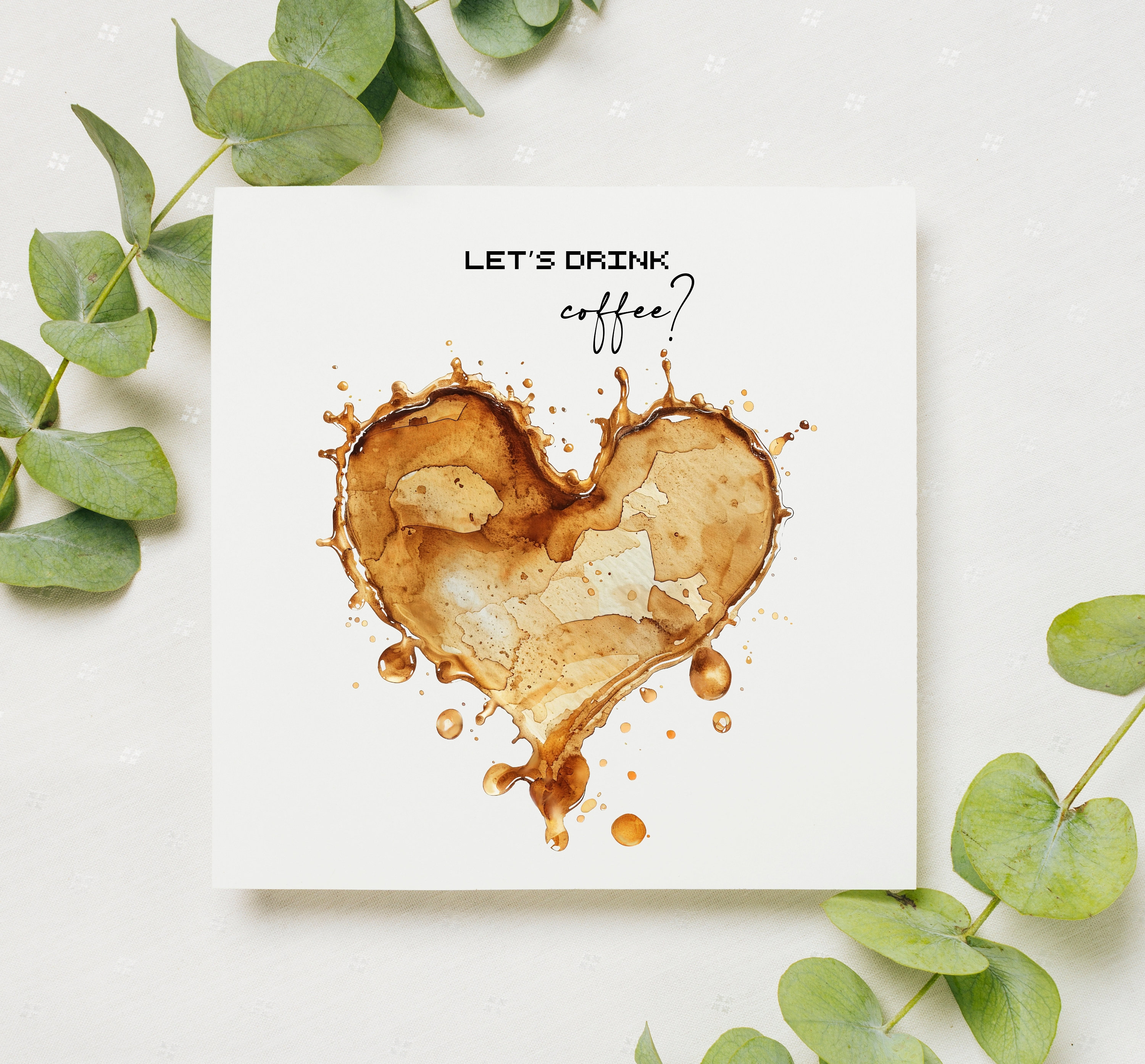 Coffee Heart Stain Clipart Watercolor Coffee Heart Espresso Coffee ...