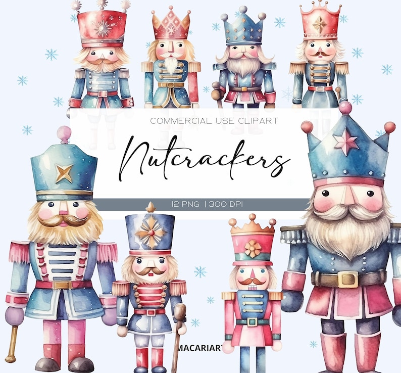 Christmas Nutcracker Clipart Pack Watercolor Christmas Clipart - Etsy