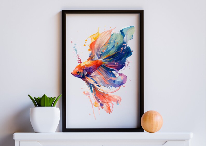 Watercolor Betta Fish Clipart Digital Clipart Fish Wall Decor ...