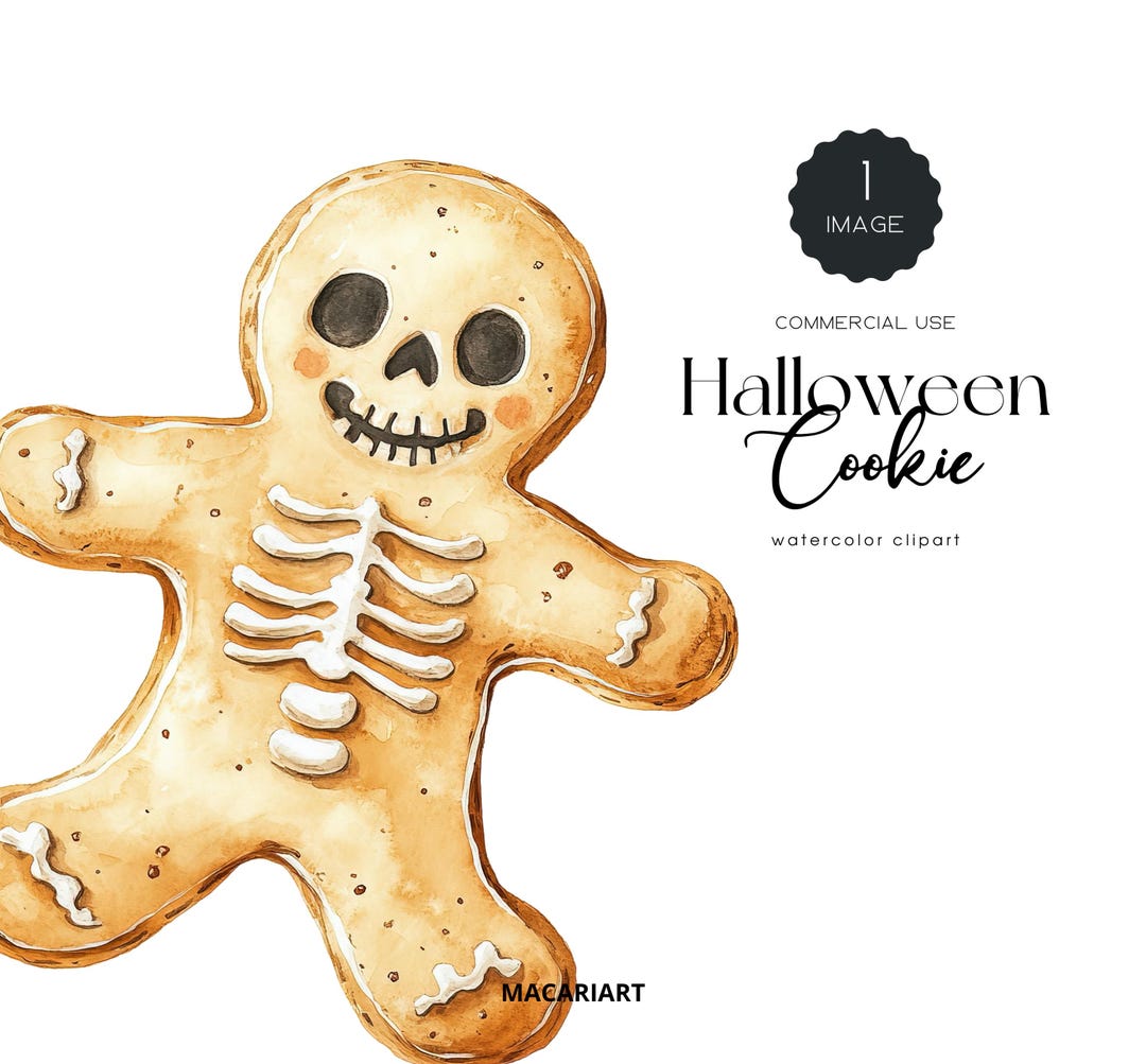 Cute Halloween Cookie Clipart Skeleton Halloween Party Dessert Food ...