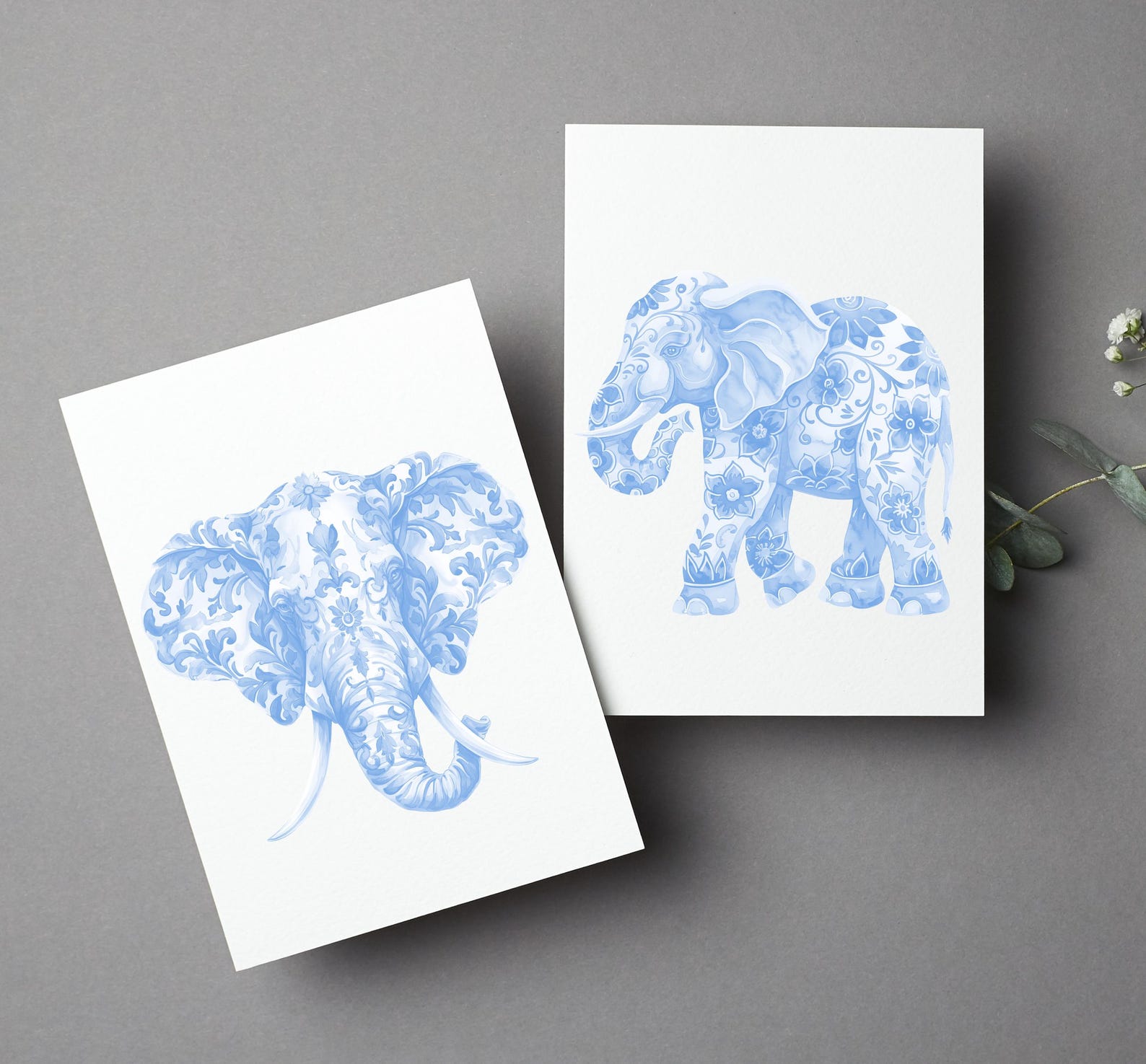 Toile Blue Elephant Clipart Watercolor Chinoiserie Toile De Jouy Jungle ...