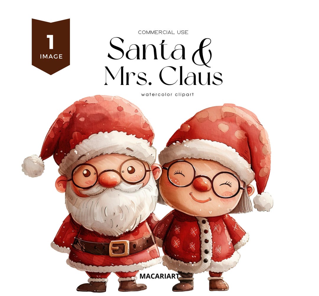 Santa and Mrs Claus Clipart Christmas Holiday Png Funny Old Couple ...