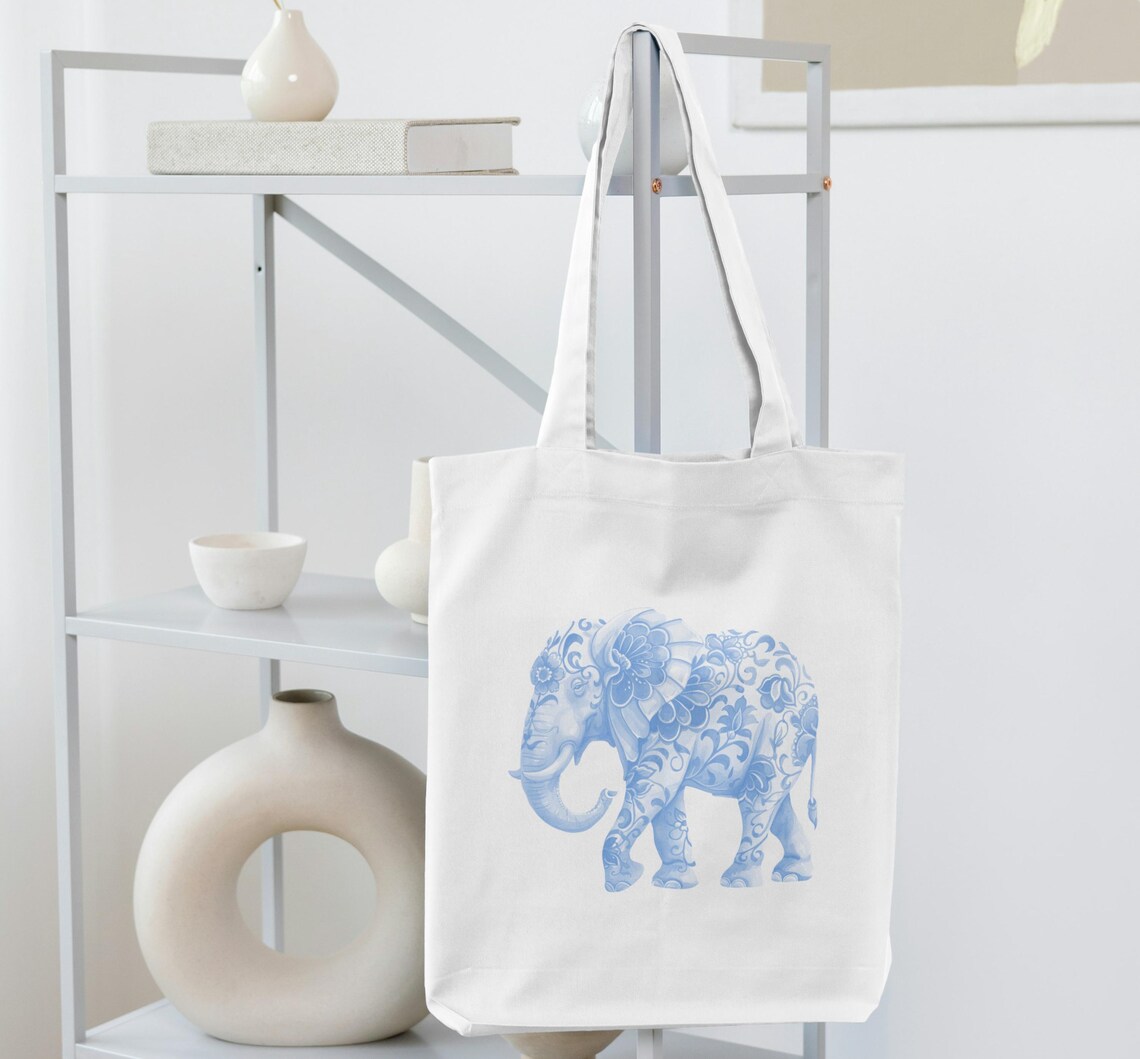 Toile Blue Elephant Clipart Watercolor Chinoiserie Toile De Jouy Jungle ...