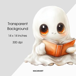 Cute Ghost Reading Clipart Halloween Bookish Ghost Png Spooky Bookish ...