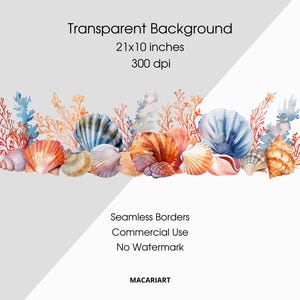 Seashell Border Clipart Sea Theme Border Ocean Decor for Card Making ...