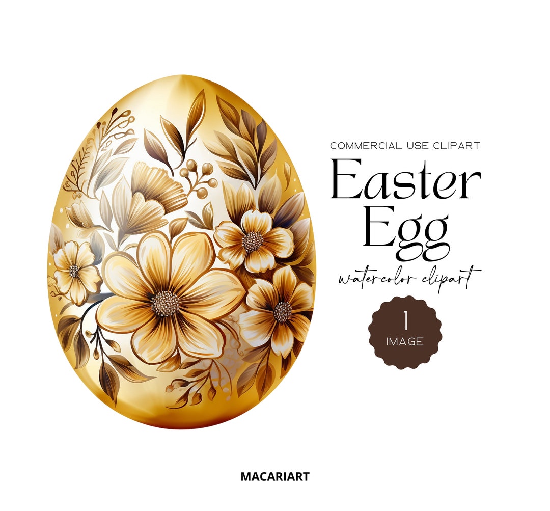 Watercolor Gold Easter Eggs Clipart Happy easter Png Floral Spring ...