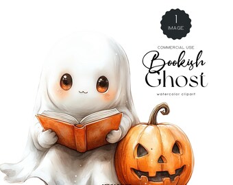 Cute Ghost Reading Clipart Halloween Bookish Ghost Png Spooky Bookish ...