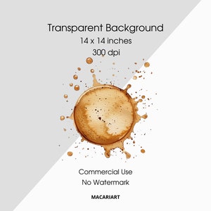 Coffee Stain Clipart Watercolor Coffee Ring Espresso Coffee Splashes ...