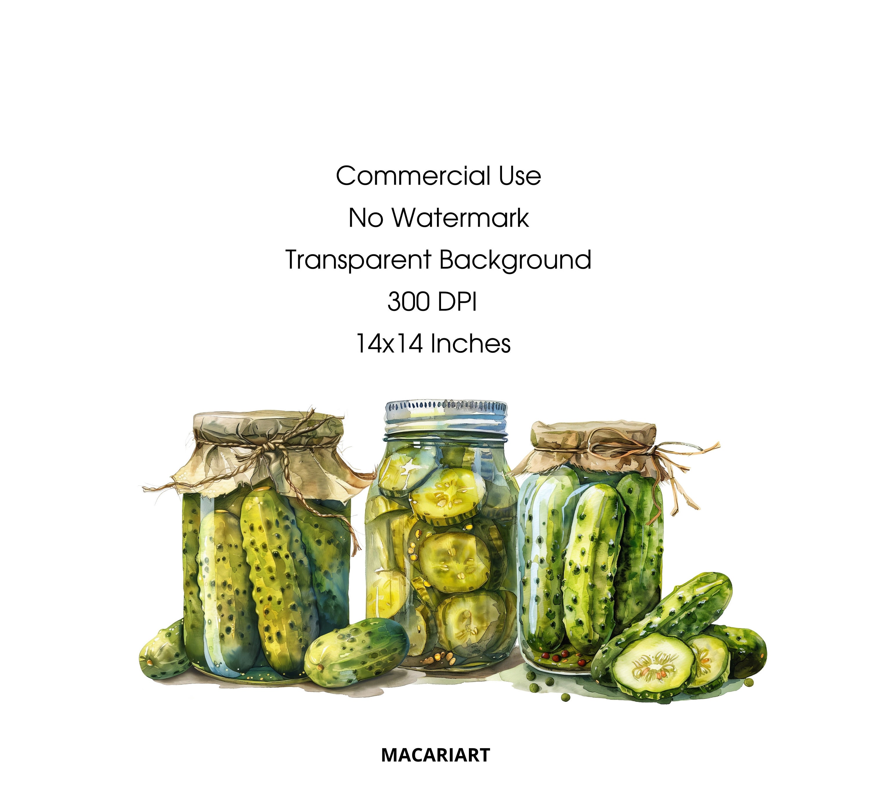 Pickle Jar Png Watercolor Preserves Clipart Food Clipart Canning Label ...