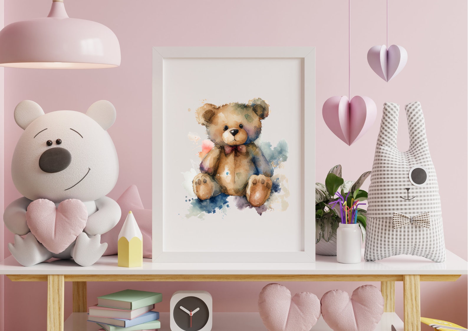 Teddy Bear Clipart Watercolor Bear Baby Shower Decor Watercolor Wall ...