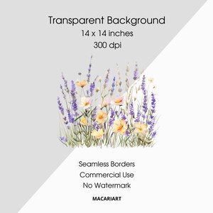 Lavender Borders Clipart Floral Watercolor Borders Wildflowers Seamless ...