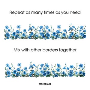 Wildflowers Border Clipart Floral Watercolor Border Blue Flowers ...