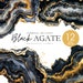 Black Agate Borders Clipart Gold Glitter Black Marble Border Geode ...
