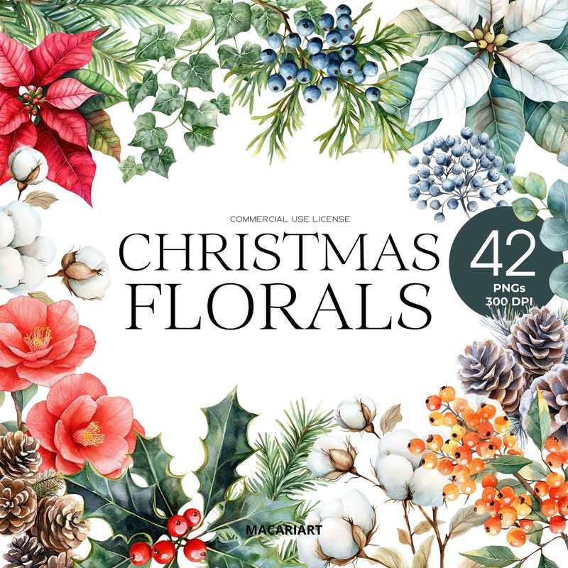 Christmas Ivy Clipart - Etsy