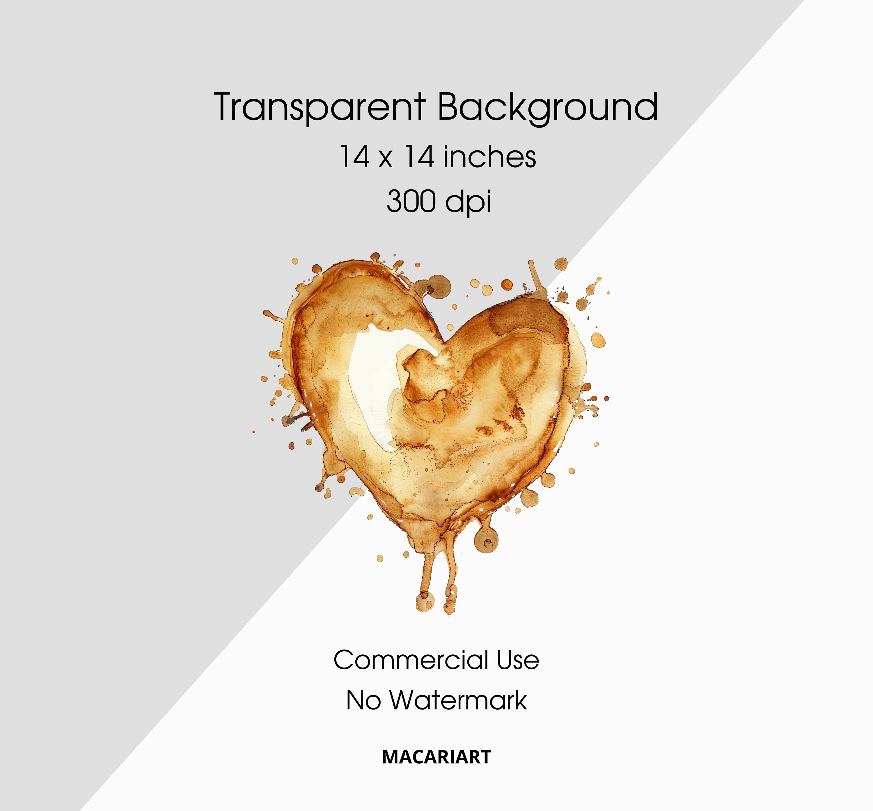 Coffee Heart Stain Clipart Watercolor Coffee Heart Espresso Coffee ...