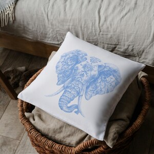 Toile Blue Elephant Clipart Watercolor Chinoiserie Toile De Jouy Jungle ...