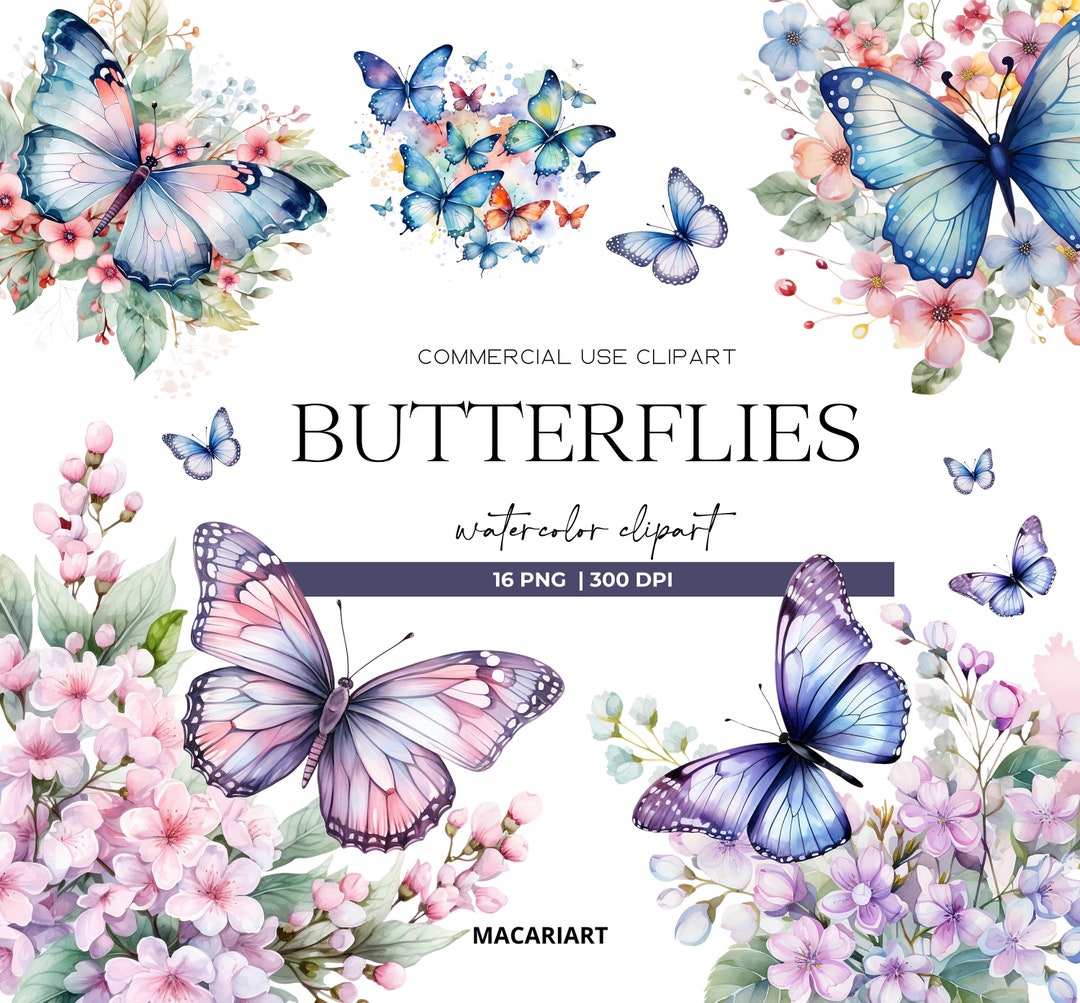 Watercolor Butterfly Clipart Pastel Butterflies Transparent Png ...