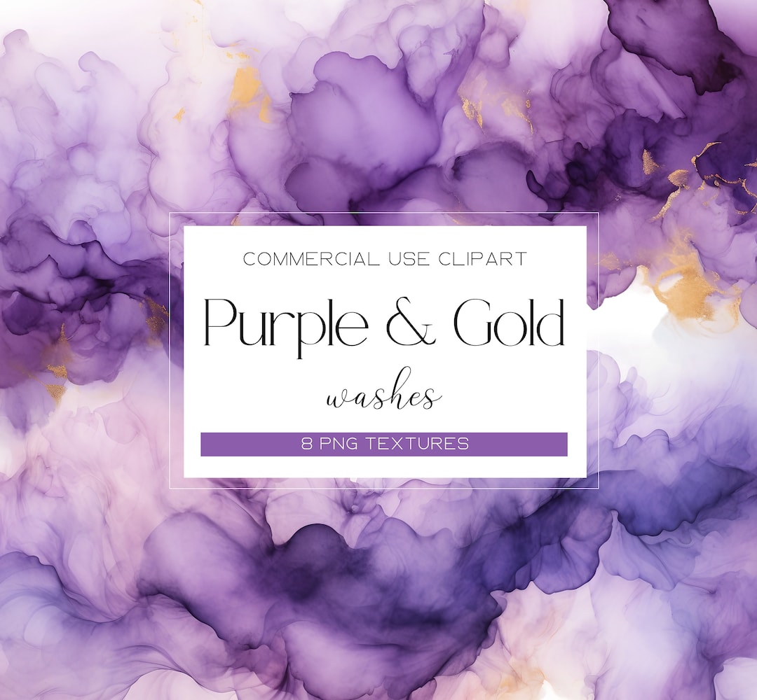 Purple Gold Watercolor Washes Clipart Lilac Texture Backgrounds ...