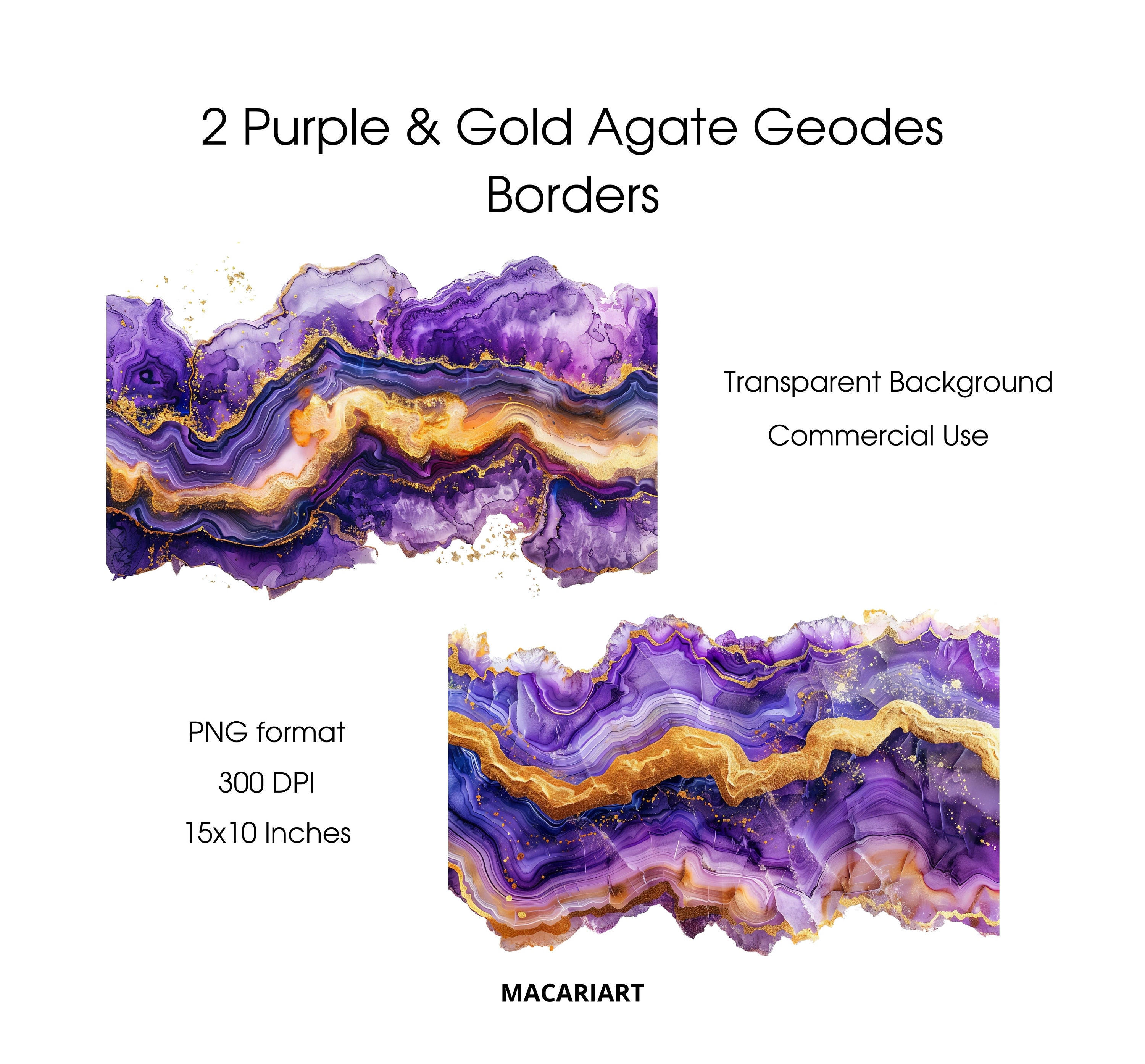 Purple Agate Borders Clipart Gold Glitter Purple Marble Border Geode ...