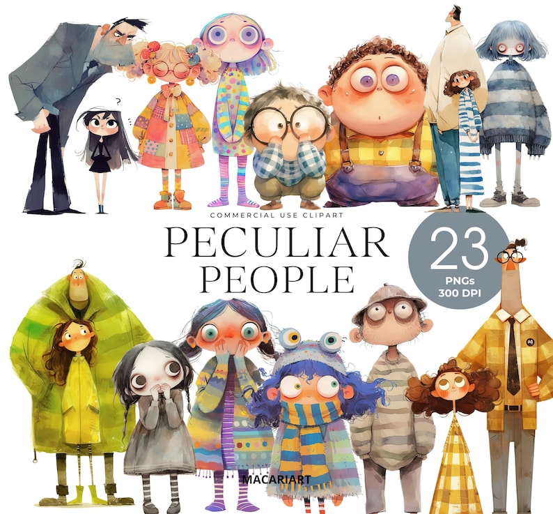 Peculiar People Clipart, Whimsical Quirky Girl Clipart, Quirky People ...