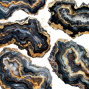Black Agate Border Clipart Gold Glitter Black Marble Border Geode ...