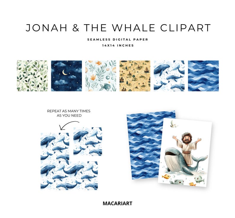 Jonah and the Whale Clipart, Book of Jonah, Biblical Character Clipart ...