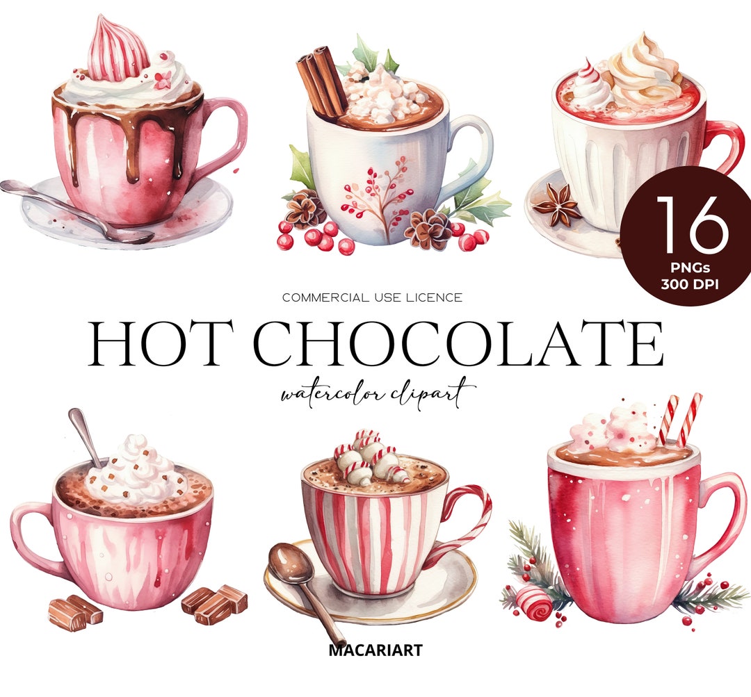Hot Chocolate Clipart Christmas Watercolor Hot Cocoa Png Winter Clipart ...