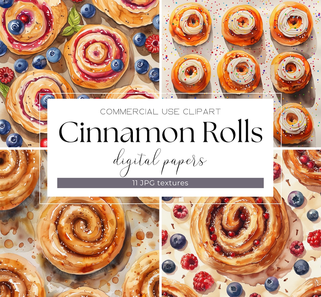 Cinnamon Rolls Digital Paper Cinnamon Bun Pattern JPEG Printable ...