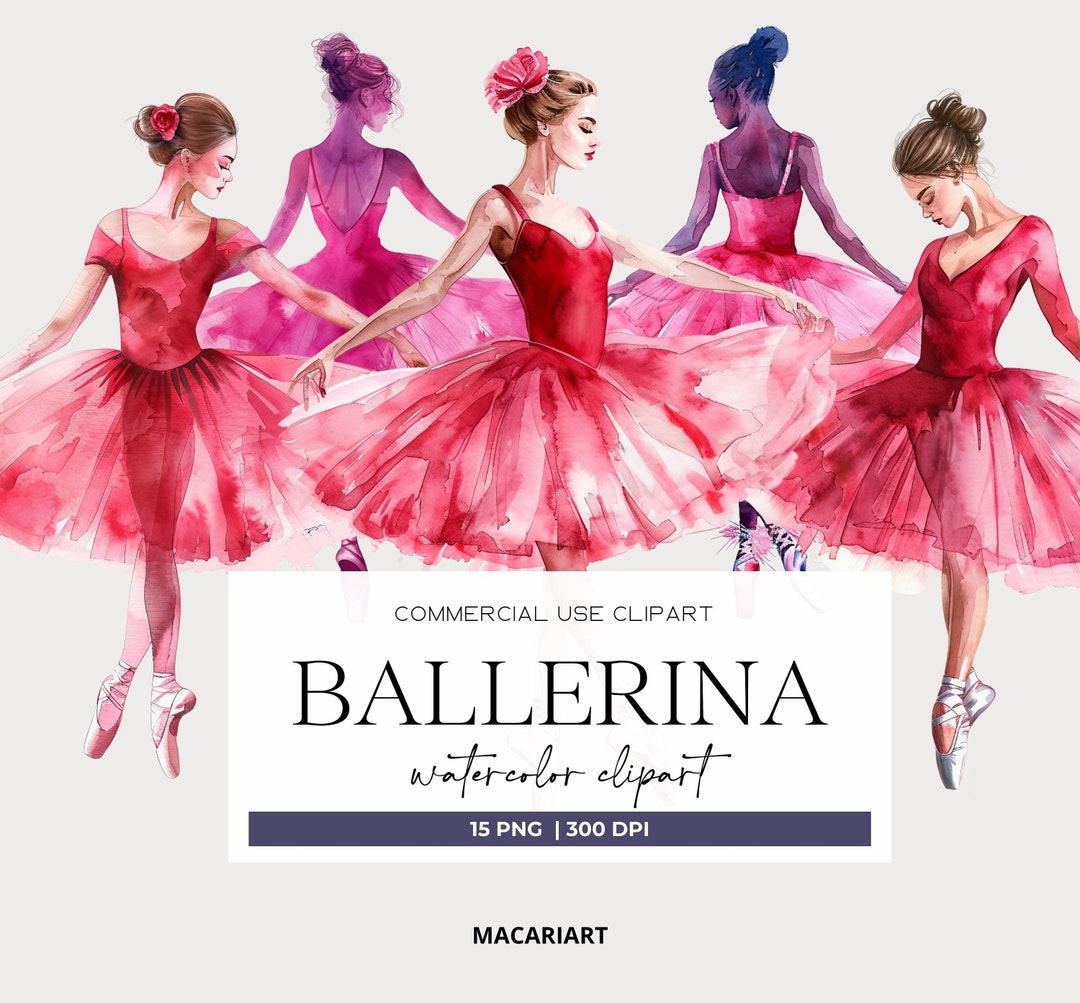 Watercolor Ballerina Clipart Dancing Ballerinas Tutu Girls Clipart ...