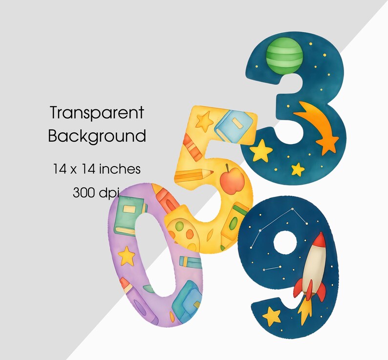 Colorful Numbers Clipart, Watercolor Numbers for Kids, School Beginner ...
