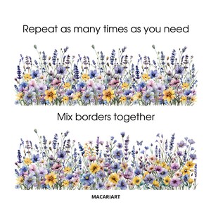 Wildflowers Borders Clipart Floral Watercolor Borders Lavender Flowers ...