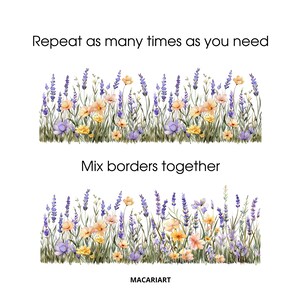 Wildflowers Borders Clipart Floral Watercolor Borders Lavender Flowers ...