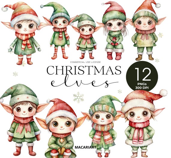Country Christmas Elf Clip Art