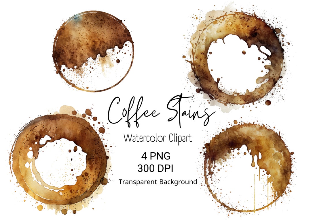 Watercolor Coffee Stains Clipart Coffee Print Wall Art Coffee Poster ...
