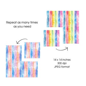 Watercolor Stripes Digital Paper Seamless Pattern Rainbow Pastel ...