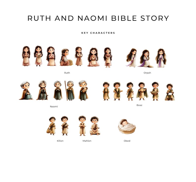 Ruth and Naomi Bible Story Clipart, Boaz, Old Testament, Women of the ...