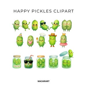 Happy Pickle Clipart, Cute Pickel Png, Funny Dill Cucumber, Kawaii ...