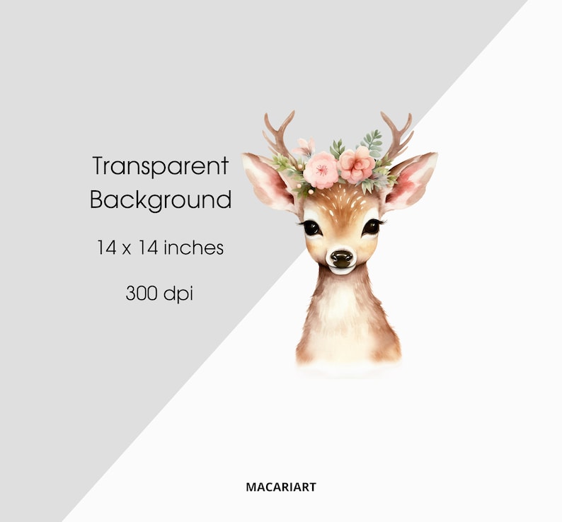 Watercolor Baby Deer Clipart Woodland Baby Animal Clipart Cute Girl ...