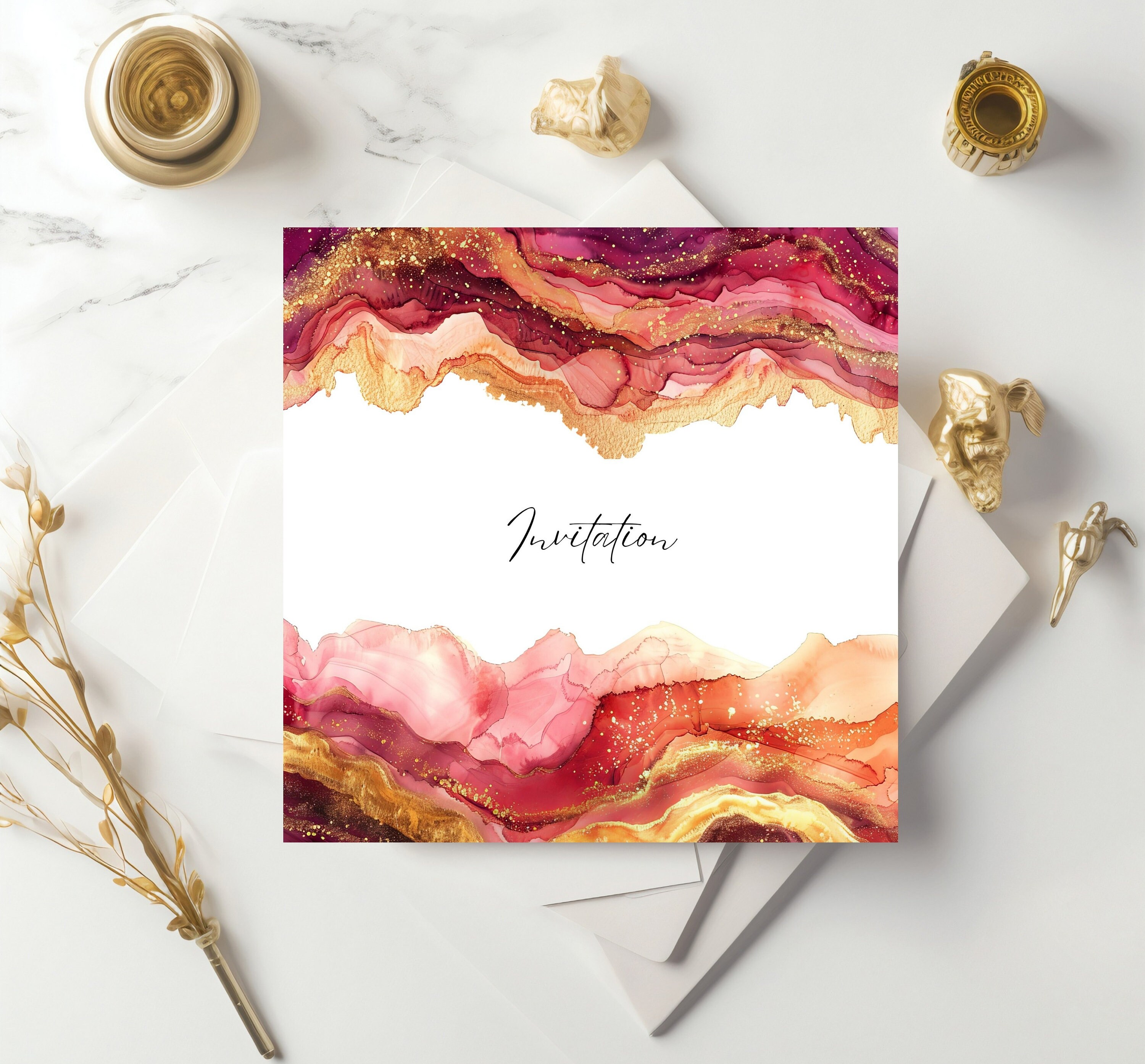 Red Agate Borders Clipart Gold Glitter Burgundy Marble Border Geode ...