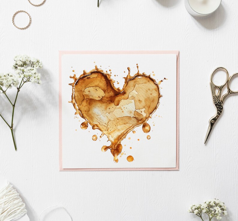 Coffee Heart Stain Clipart Watercolor Coffee Heart Espresso Coffee ...