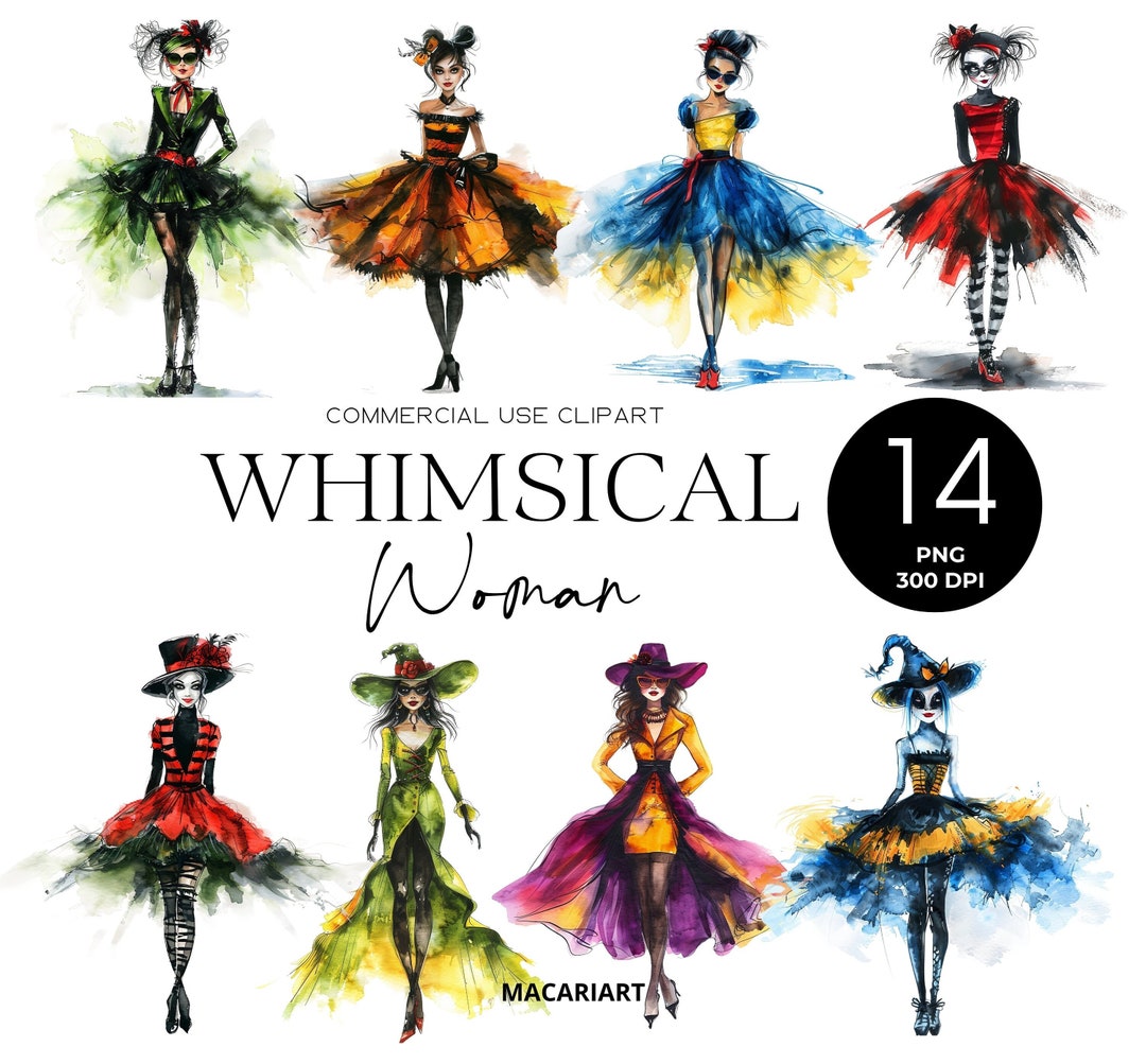Whimsical Women Clipart Funny Girl Picture Png Quirky Woman Cute Lady ...
